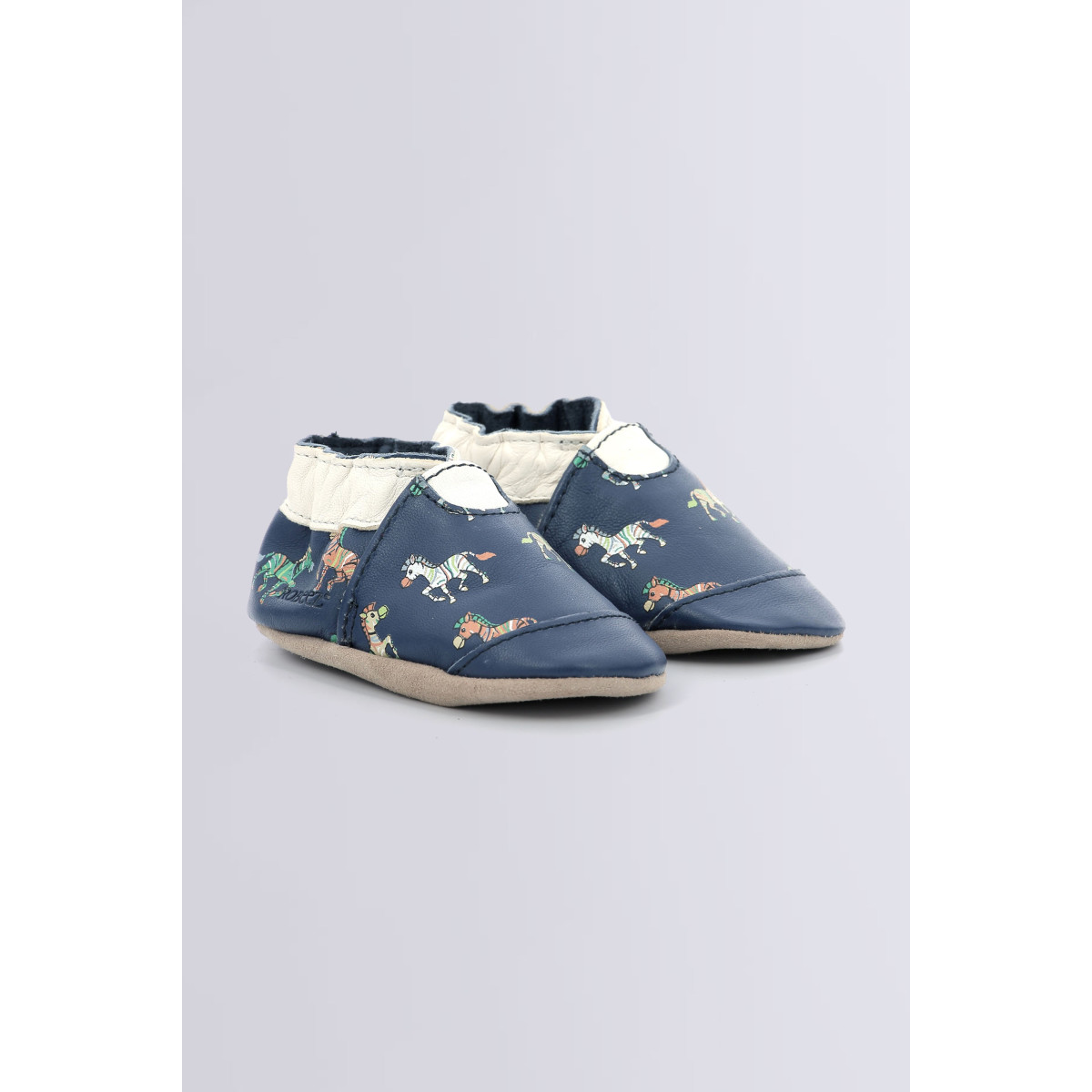 Crazy Zebra - Blue soft sole slippers for boy - Robeez © Official website