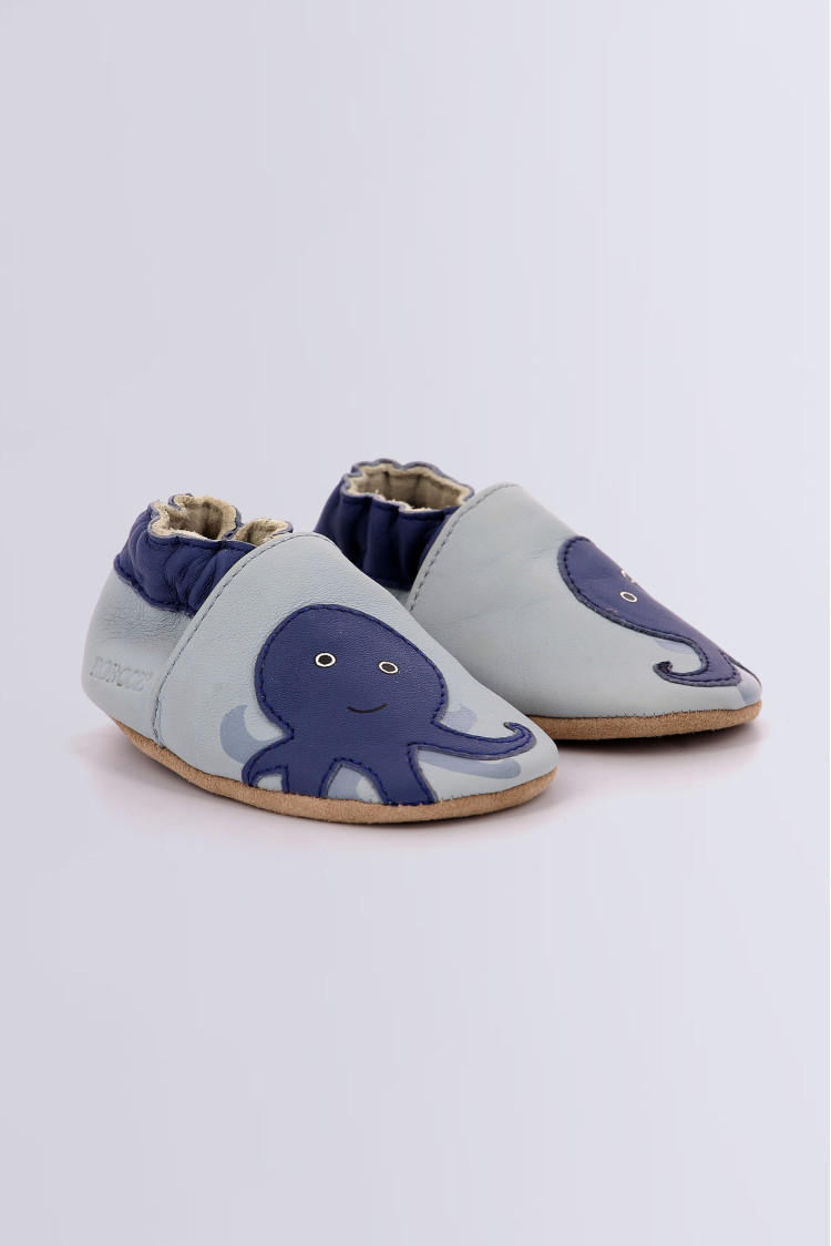 Weird Octopus - Blue soft sole slippers for boy - Robeez © Official website